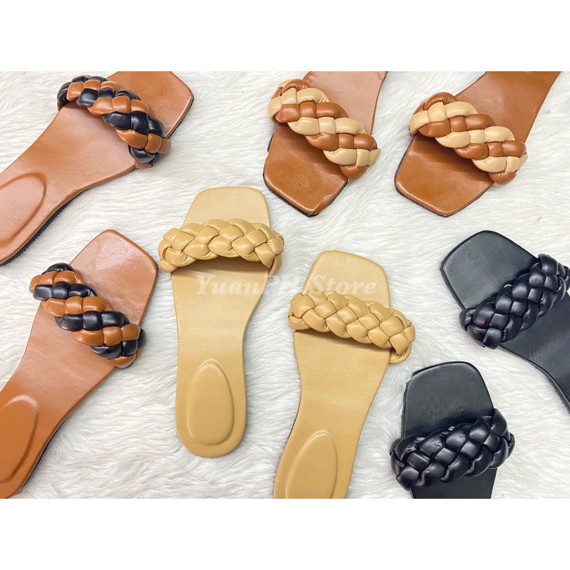 Venus Square Toe Braided Sandals | Shopee Malaysia