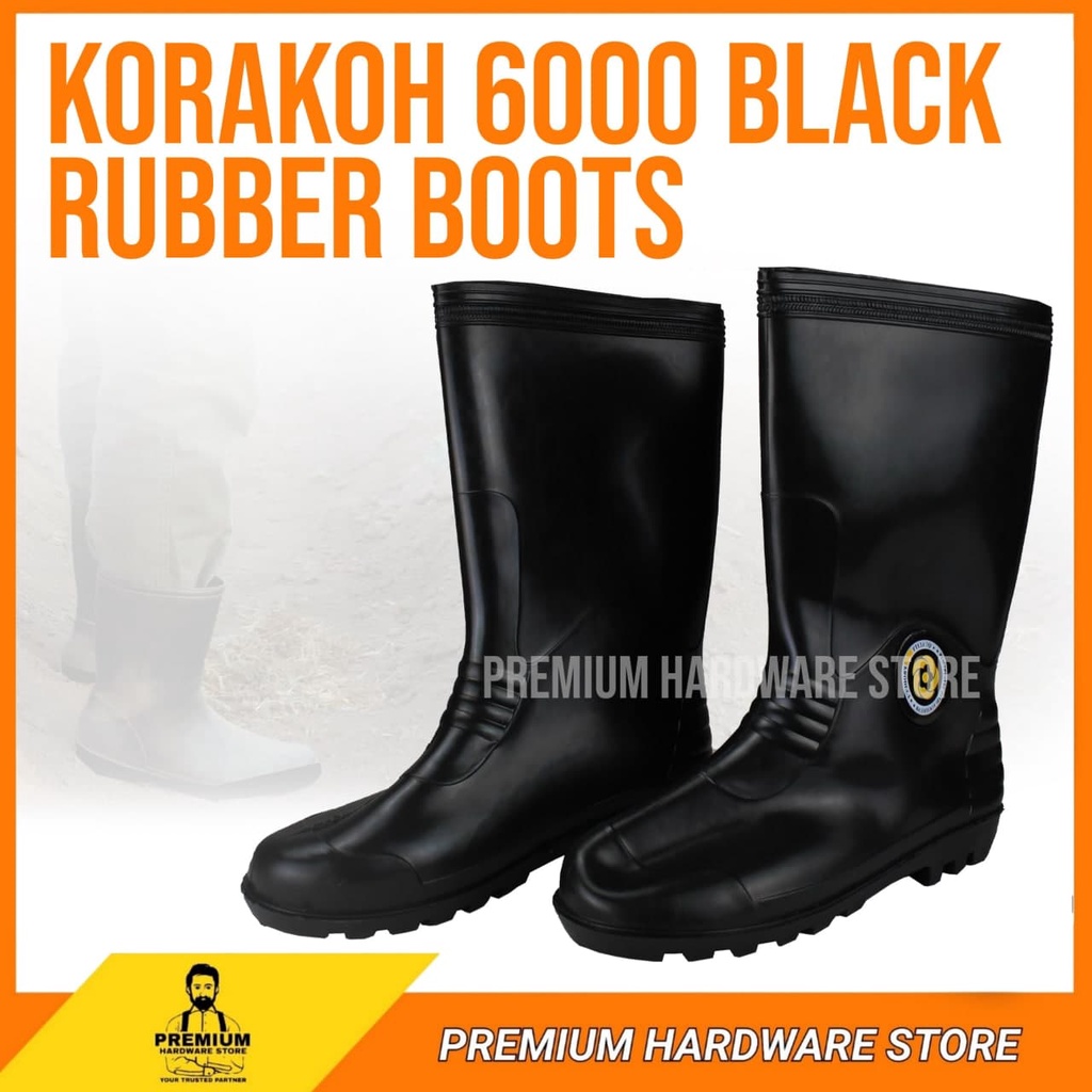 KORAKOH SAFETY RUBBER BOOT #6000 Black Rain Boot Rubber Shoe Kasut Air Getah Kasut Kebun Kasut ...