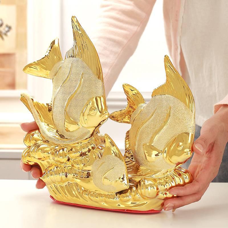 Ceramic Goldfish Decoration Living Room Home Ornament Creative TV ...