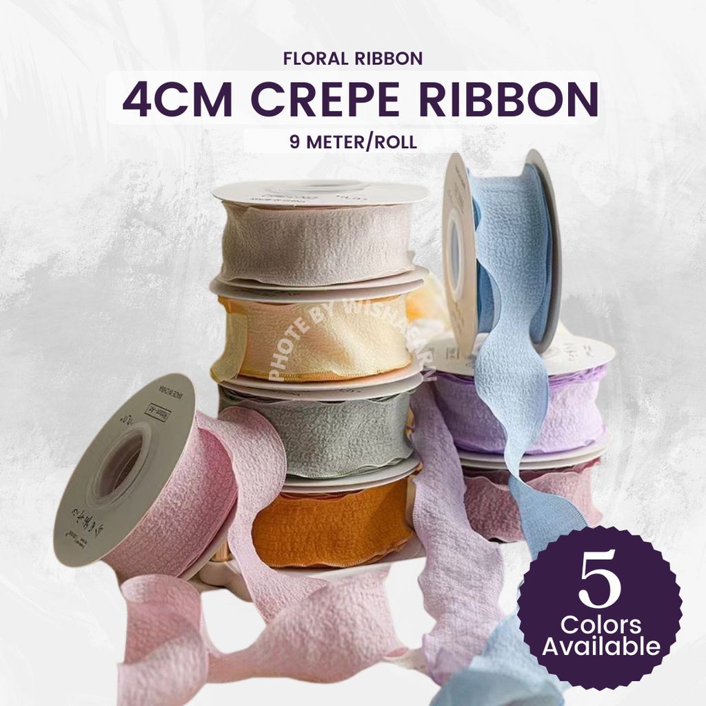 (4CM) 9M Crepe Ribbon Wrapped Flower Ribbon Bouquet Holiday Celebration ...