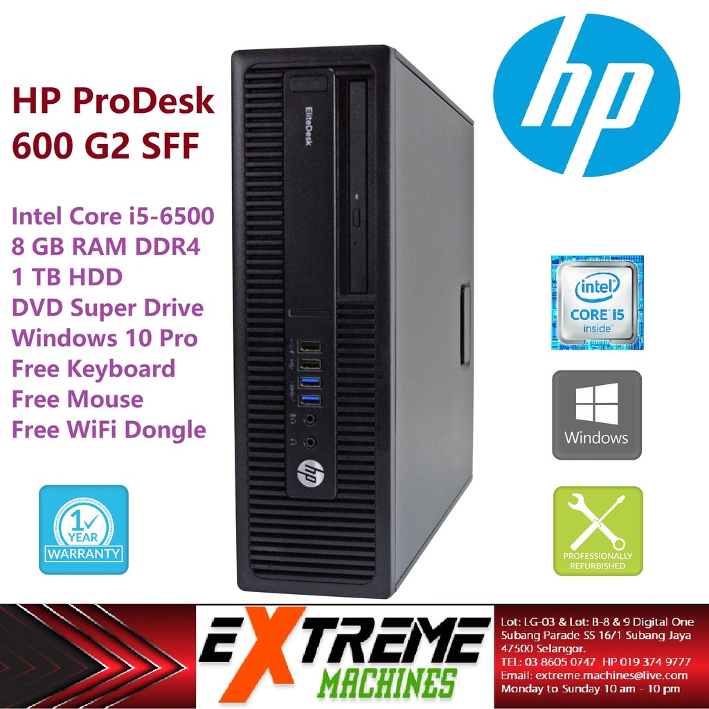 HP Prodesk 600 G2 SFF i5 6th gen 8 GB RAM 1TB GB HDD Win 10 Pro Business PC 3 MW (Refurbished ...