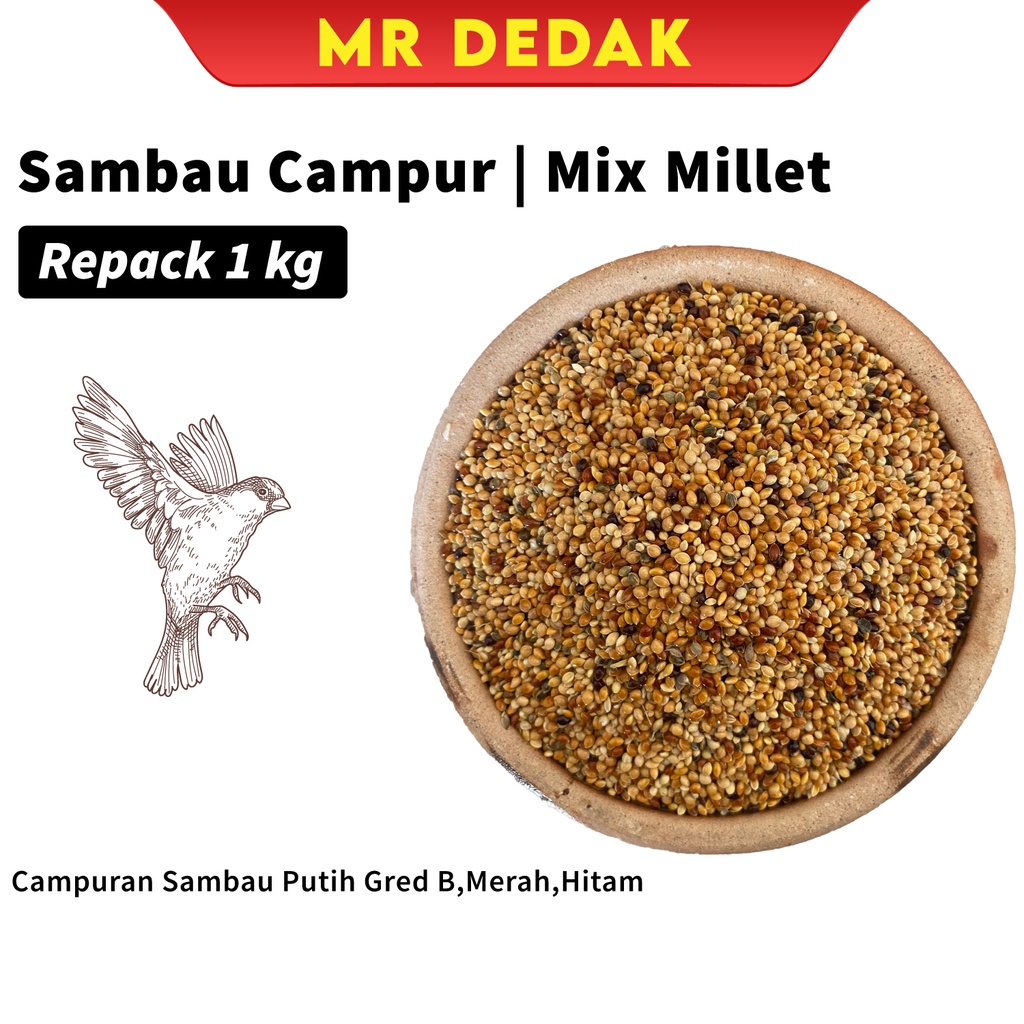 [REPACK][1KG] Sambau Campur / Kambu / Millet / Makanan Burung (Mix ...