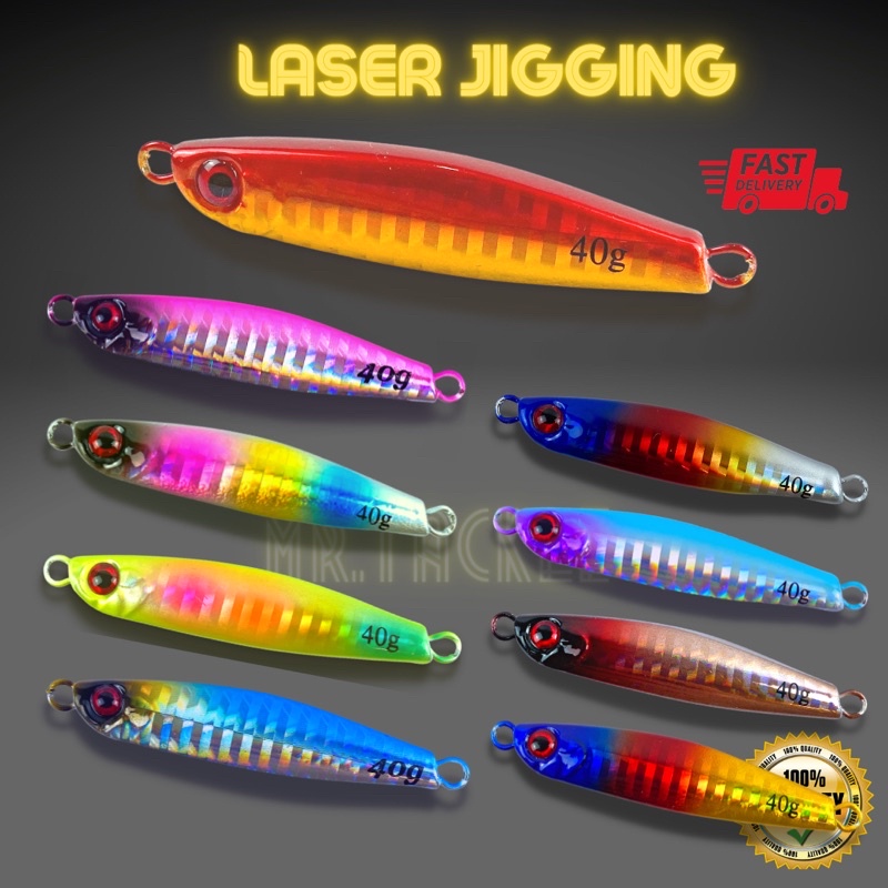 【MR.T】 Laser Jigging 40g/60g/80g 3D Eyes Metal Jig lure/Slow Jig/Light Jig/Ikan Jig Trolling ...