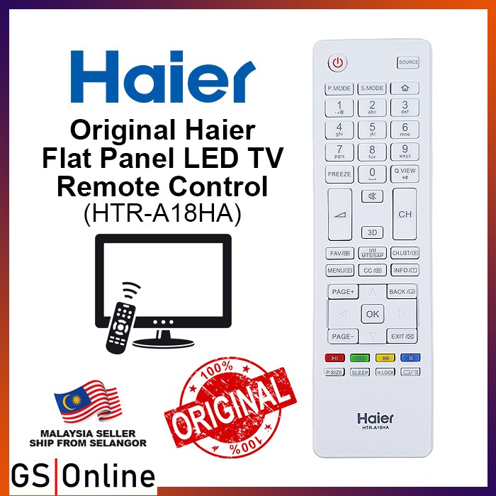 Original Haier Flat Panel LED TV Remote Control (HTR-A18HA) | Shopee ...