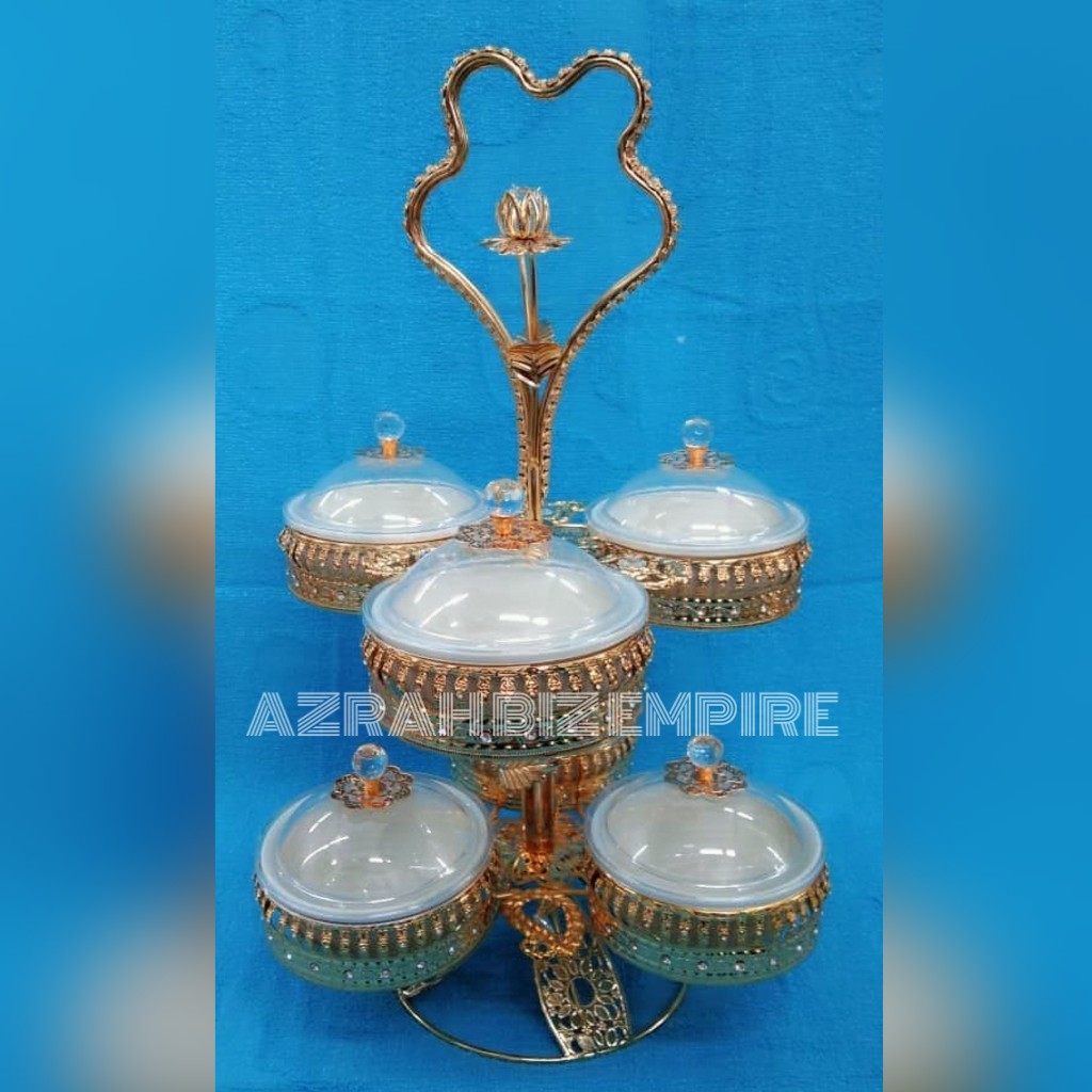 EXCLUSIVE! 13PCS GOLD PORCELAIN CANDY DISH WITH GOLD RACK DERAJA /BEKAS ...
