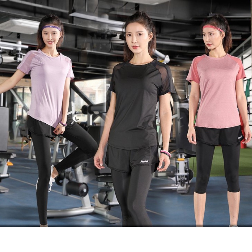 🇲🇾Plus Size Lady Women Exercise Sport T-Shirt Blouse Tops Casual ...