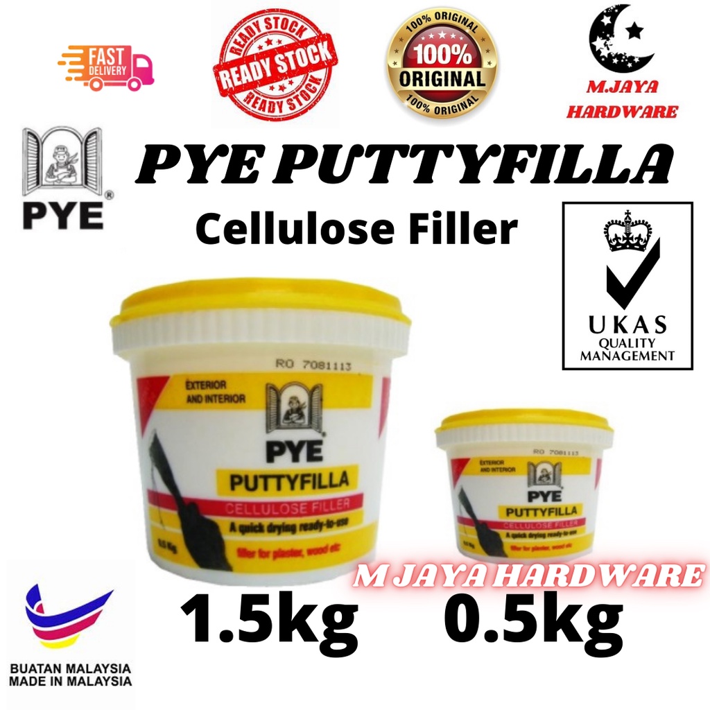 PYE PUTTYFILLA CELLULOSE FILLER / CAT PUTTYFILLER / 1.5KG & 0.5KG ...
