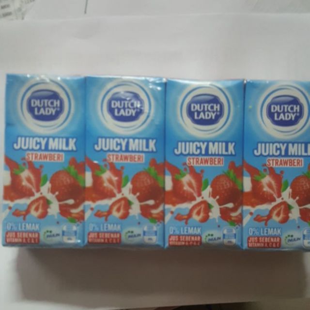 Dutch Lady Juicy Milk Stawberry 0%Fat (4x180ml) | Shopee Malaysia
