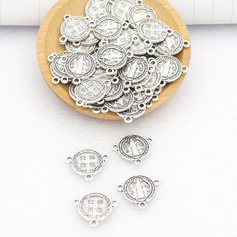 10 Pcs Retro Silver Three Hole Catholic Christ/Jesus/Double Sided ...