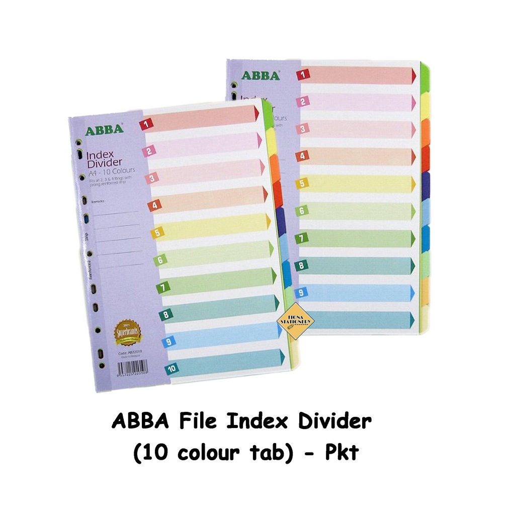 ABBA File Index Divider (10 colour tab) - Pkt | Shopee Malaysia