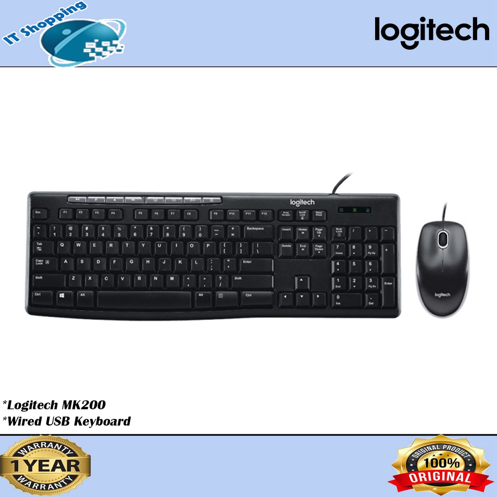 LOGITECH MK200 WIRED USB KEYBOARD & MOUSE COMBO | Shopee Malaysia