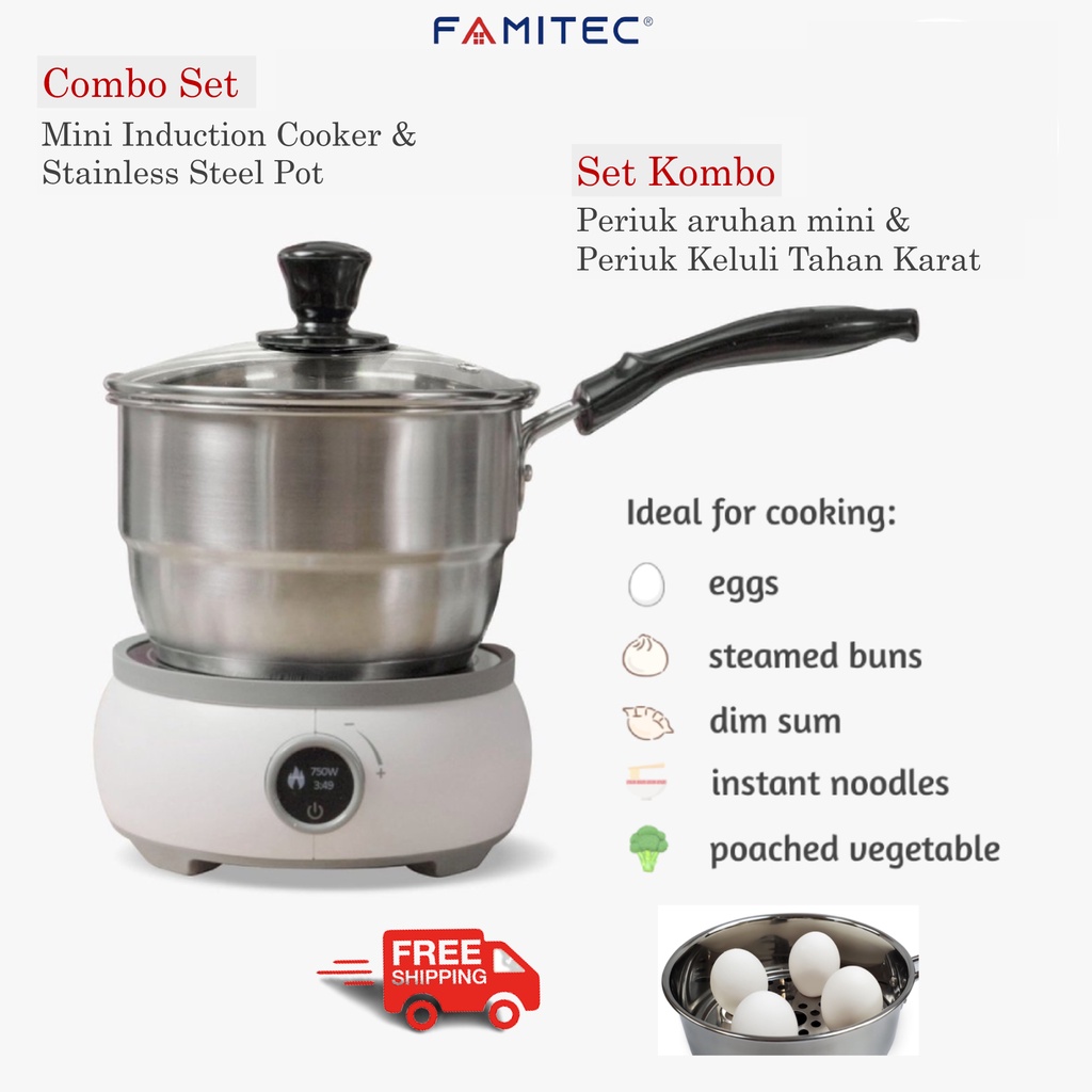 FAMITEC MARS Mini Induction Cooker + Stainless Steel Single Handle Pot ...