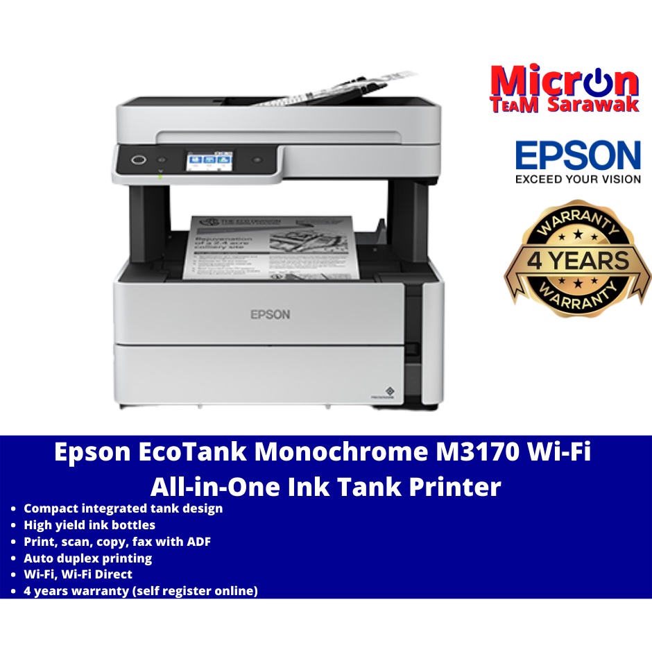 Epson Ecotank M3170 4IN1 Mono Printer | Shopee Malaysia