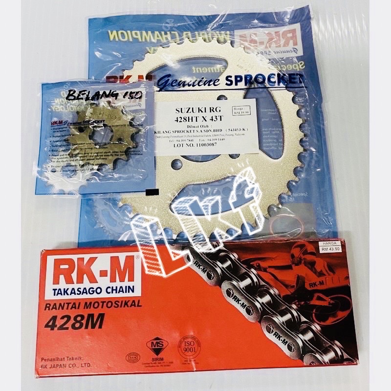 SUZUKI BELANG R 150 428M CHAIN RKM SPROCKET SET/GS428SB GOLD CHAIN RKM ...