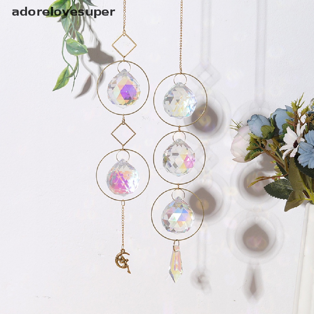 AD1MY Full Moon Sun Crystal Light Catcher Diy Suncatcher Prism Rainbow ...