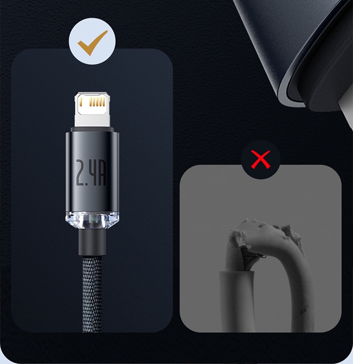 Baseus Original USB Cable For 14 13 12 Pro Xs Max X Xr 8 7 Plus 2.4A ...