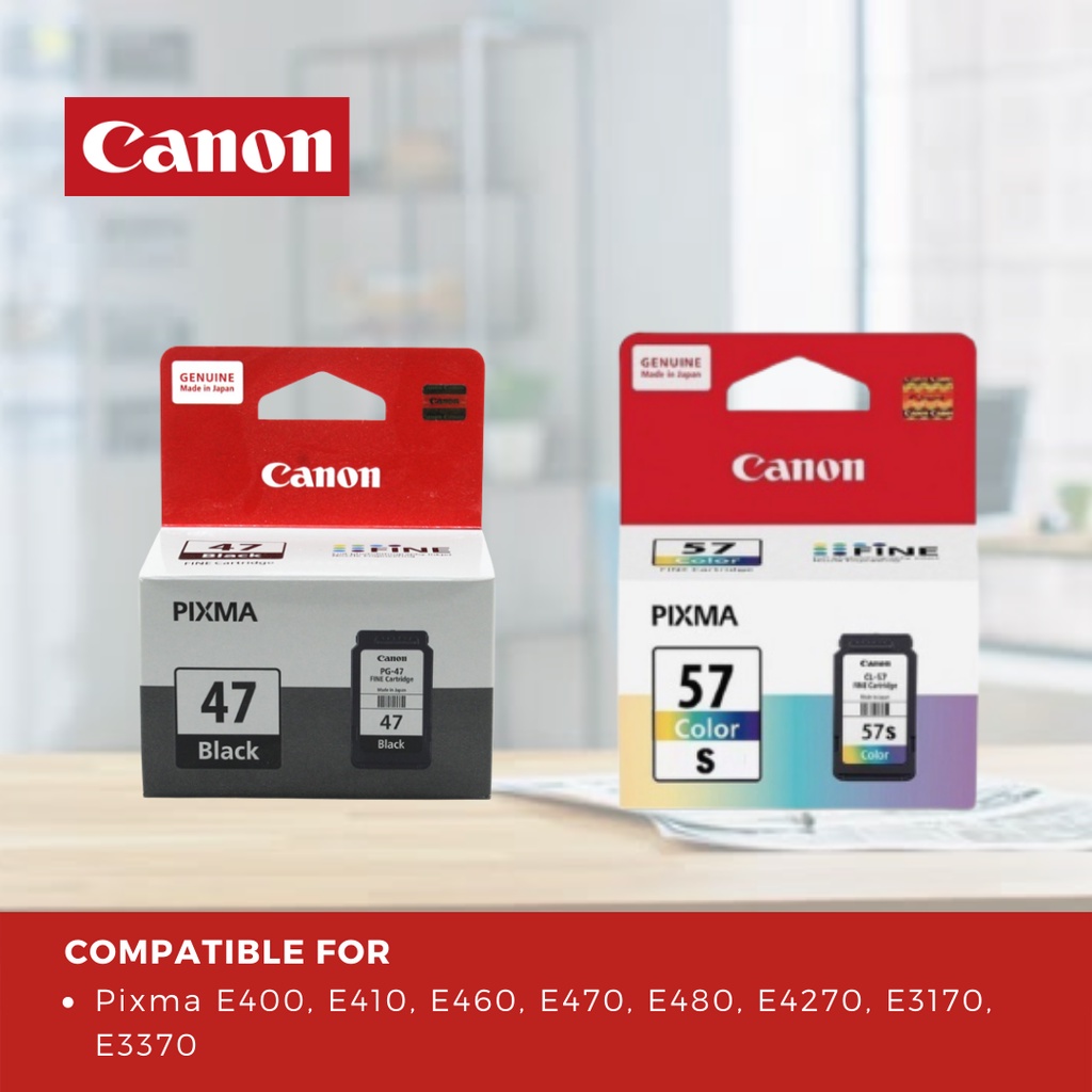 CANON PG-47 BLACK CL-57 COLOR INK E410 E400 E460 E480 E470 E3170 E4270 ...