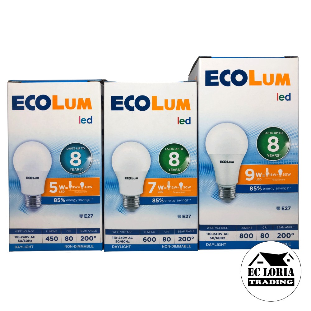 Ecolum LED Light Bulb 5W, 7W and 9W (Daylight) | Shopee Malaysia