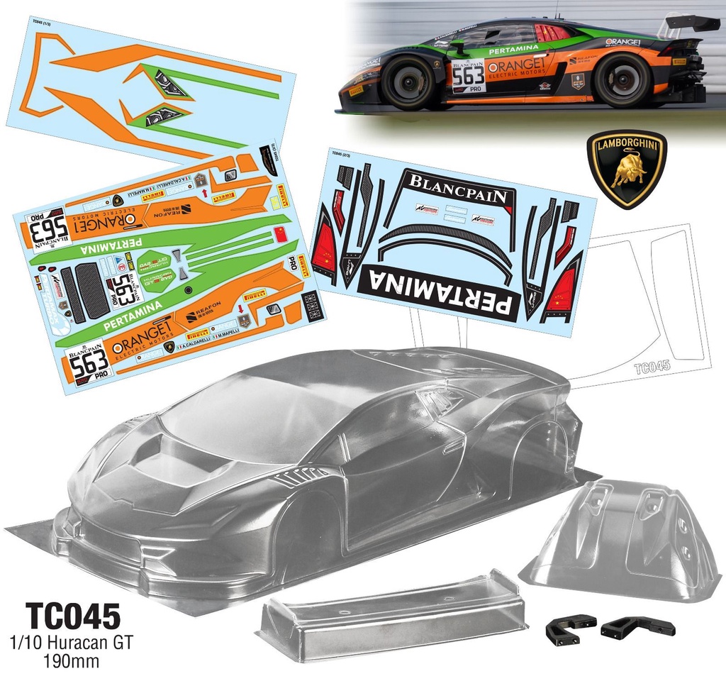 1/10 PC RC Shell body Lamborghini Huracan GT190mm Width 260mm Wheelbase ...
