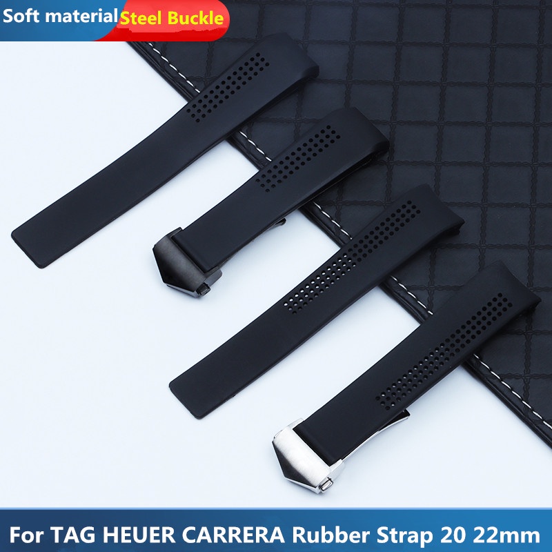 20mm 22mm Rubber Watchband For TAG Strap HEUER Belt CARRERA Deployant ...