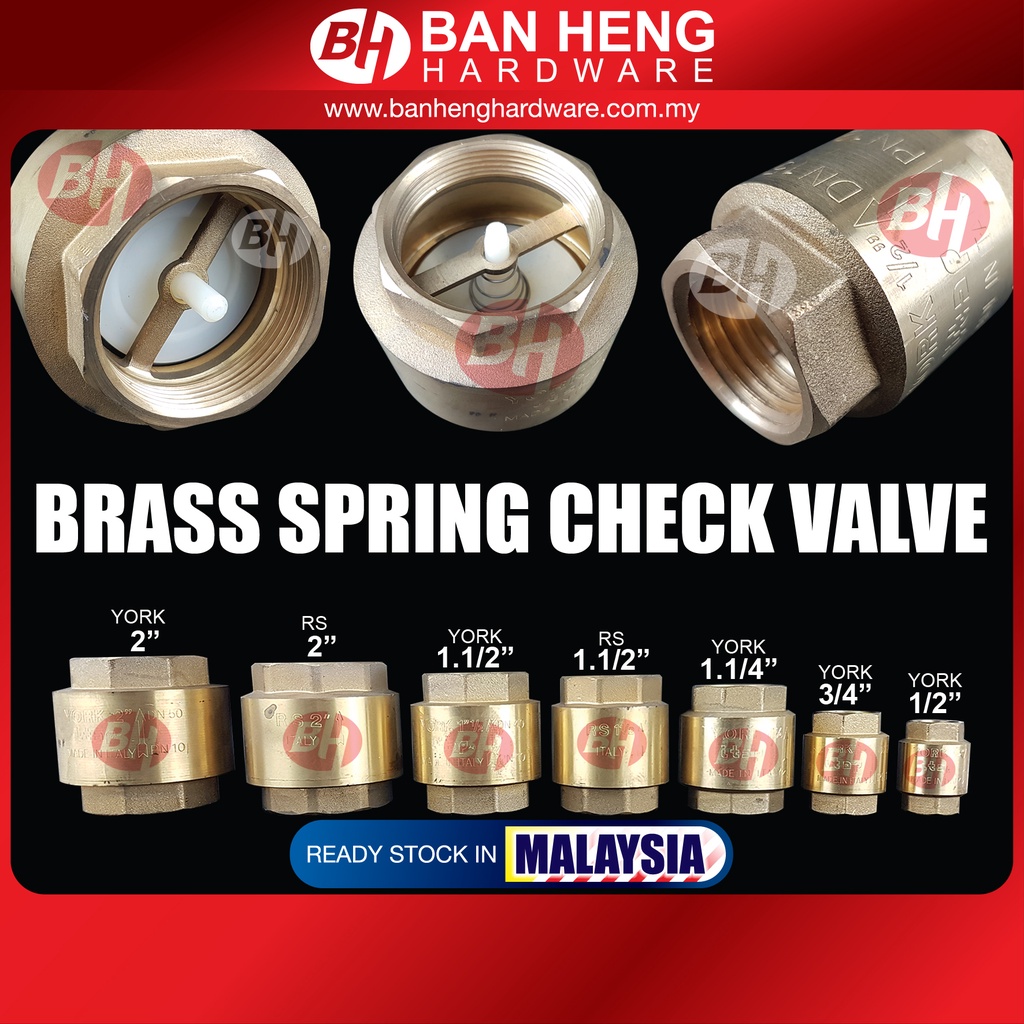 YORK BRASS SPRING CHECK VALVE 1/2" / 3/4" / 1" / 1.1/2" / 2" | Shopee ...