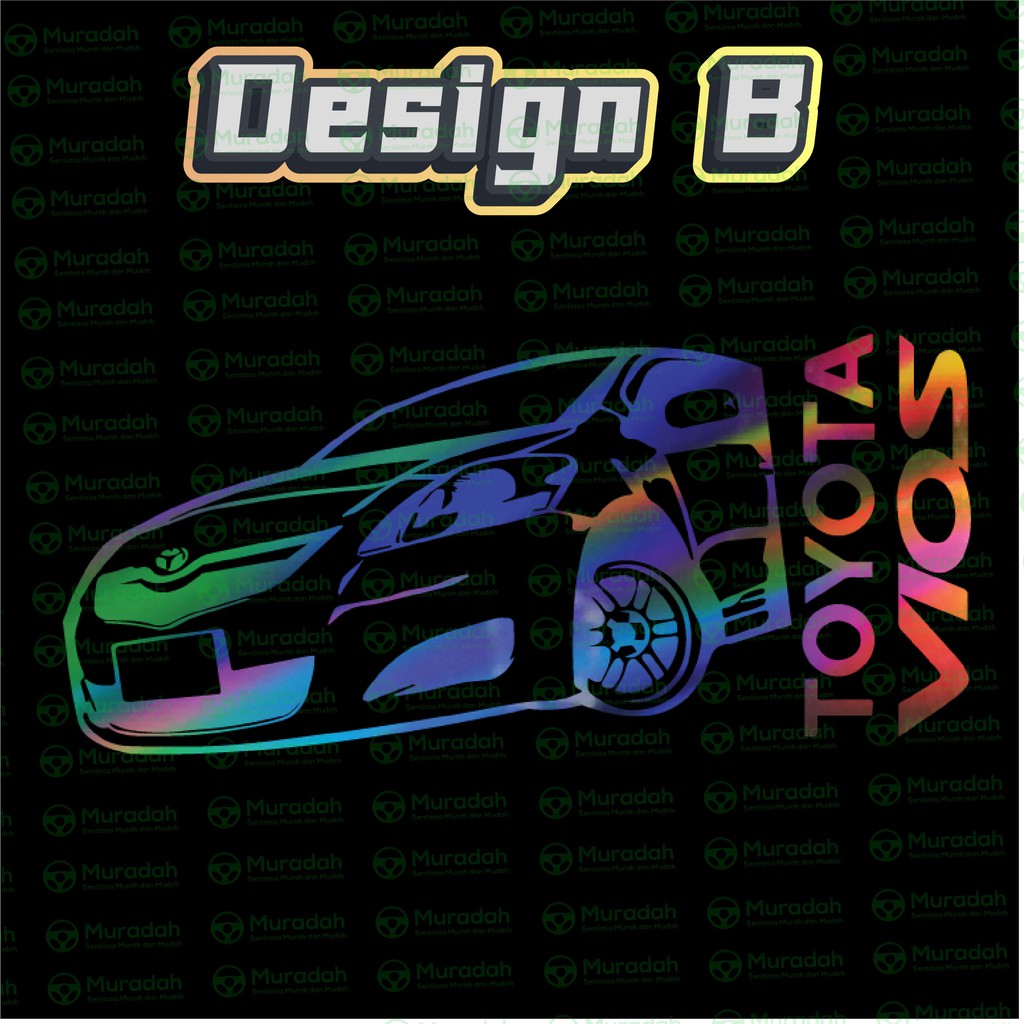 TOYOTA VIOS MODEL SHAPE&WORDS HIGH GRADE Laser Rainbow Sticker Toyota ...