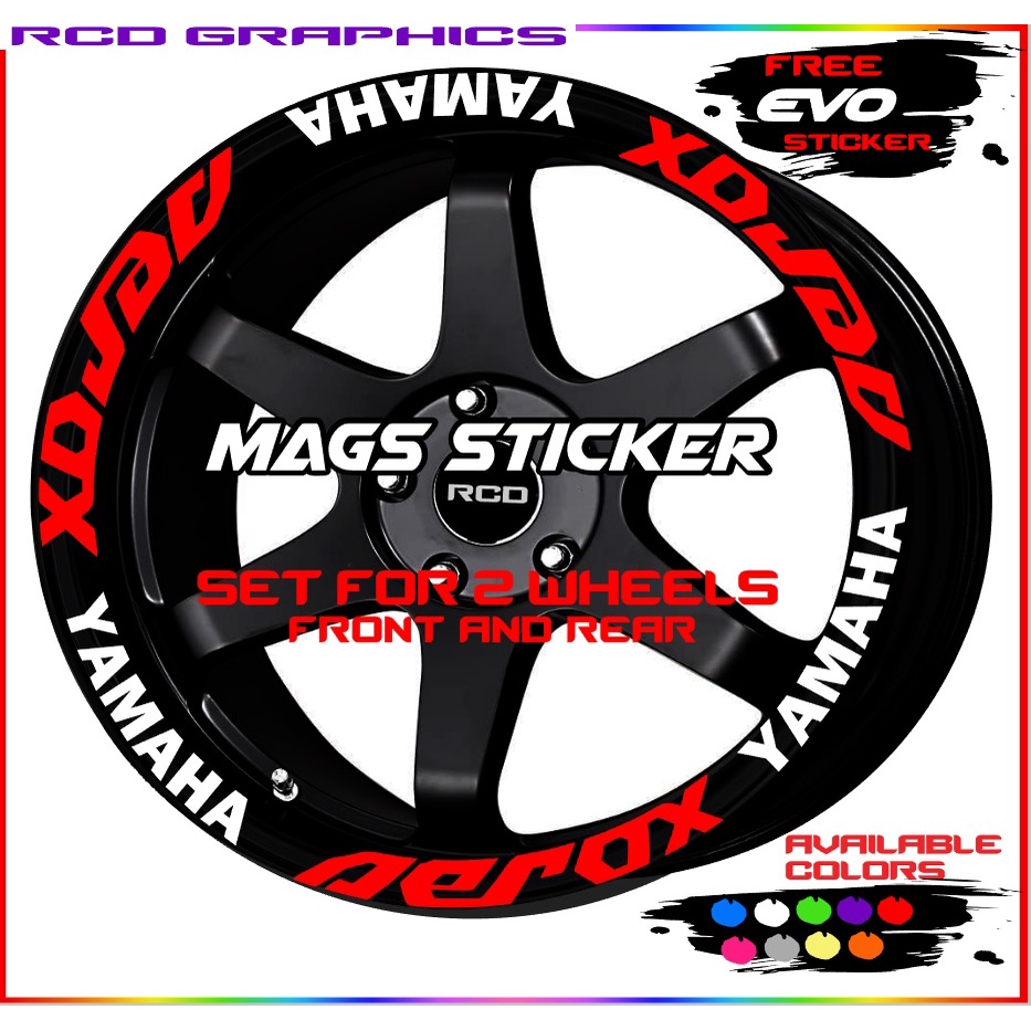 Yamaha Aerox Mags sticker fit all version set front and rear 2 wheels ...