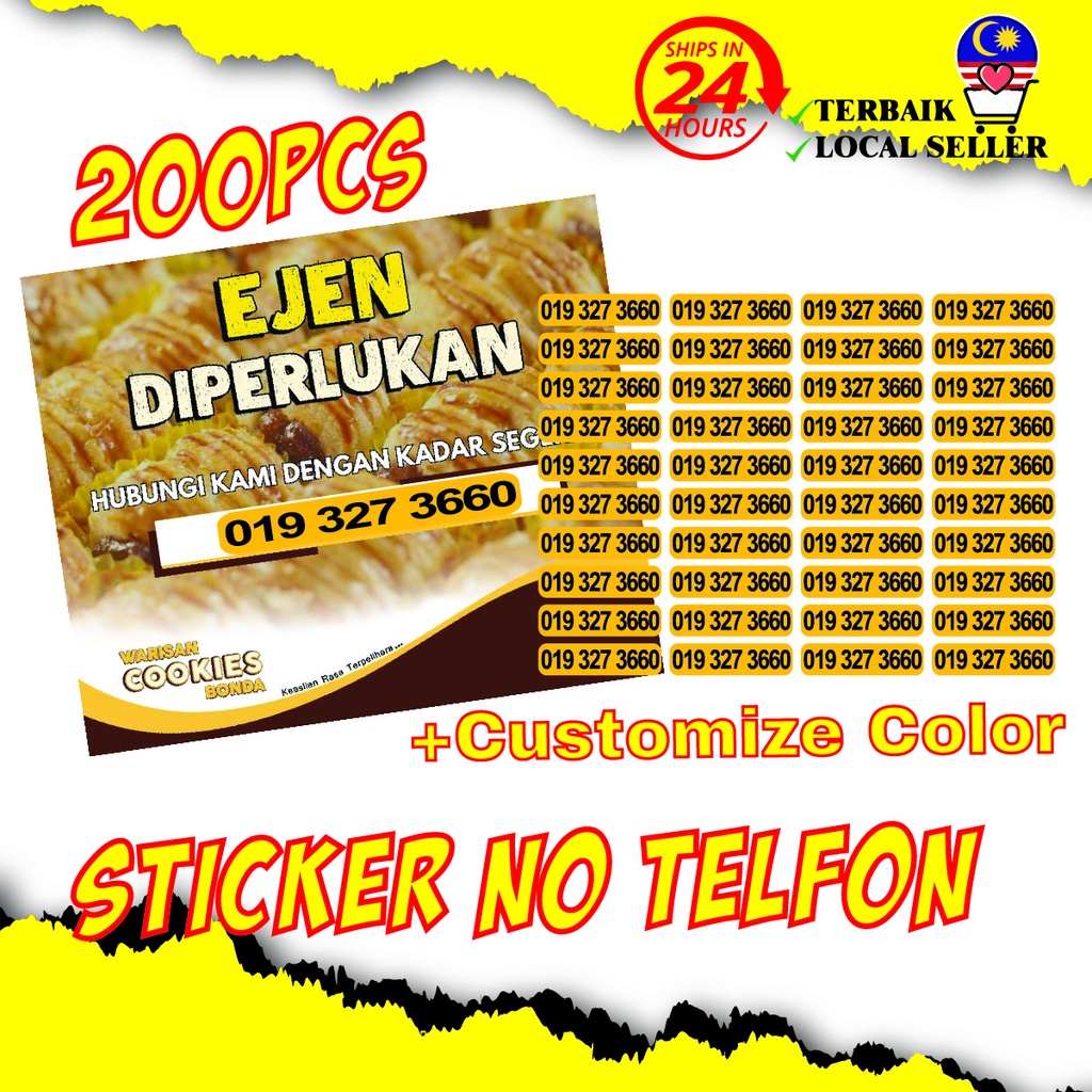 Stiker Label Tempahan No Telefon Murah 200pcs Berwarna | Shopee Malaysia