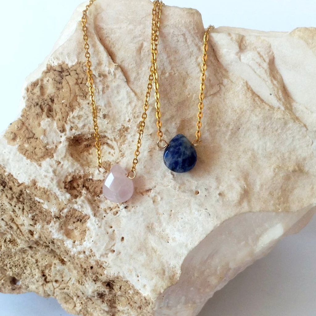 Dainty Teardrop Real Crystal Necklace | Clear Quartz, Carnelian ...