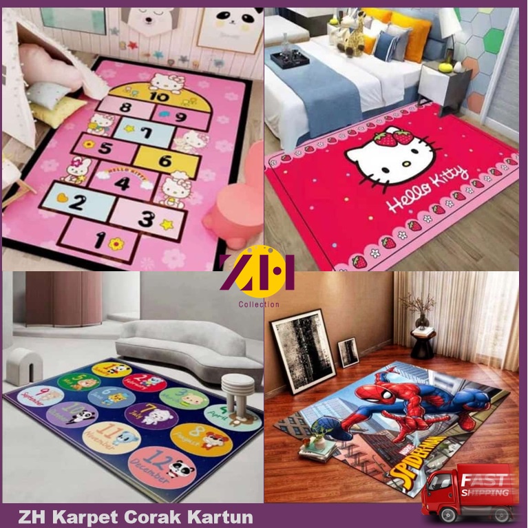 ZH S/M/L Karpet Velvet Corak Kartun Velvet Carpet Cartoons Design Saiz ...