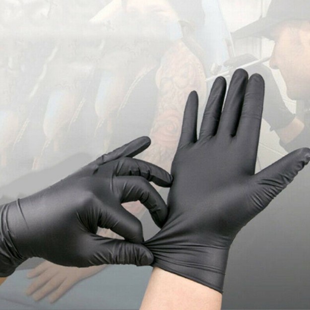 10 HELAI BLACK GLOVE Rubber Glove Black Rubber Glove Sarung Tangan ...