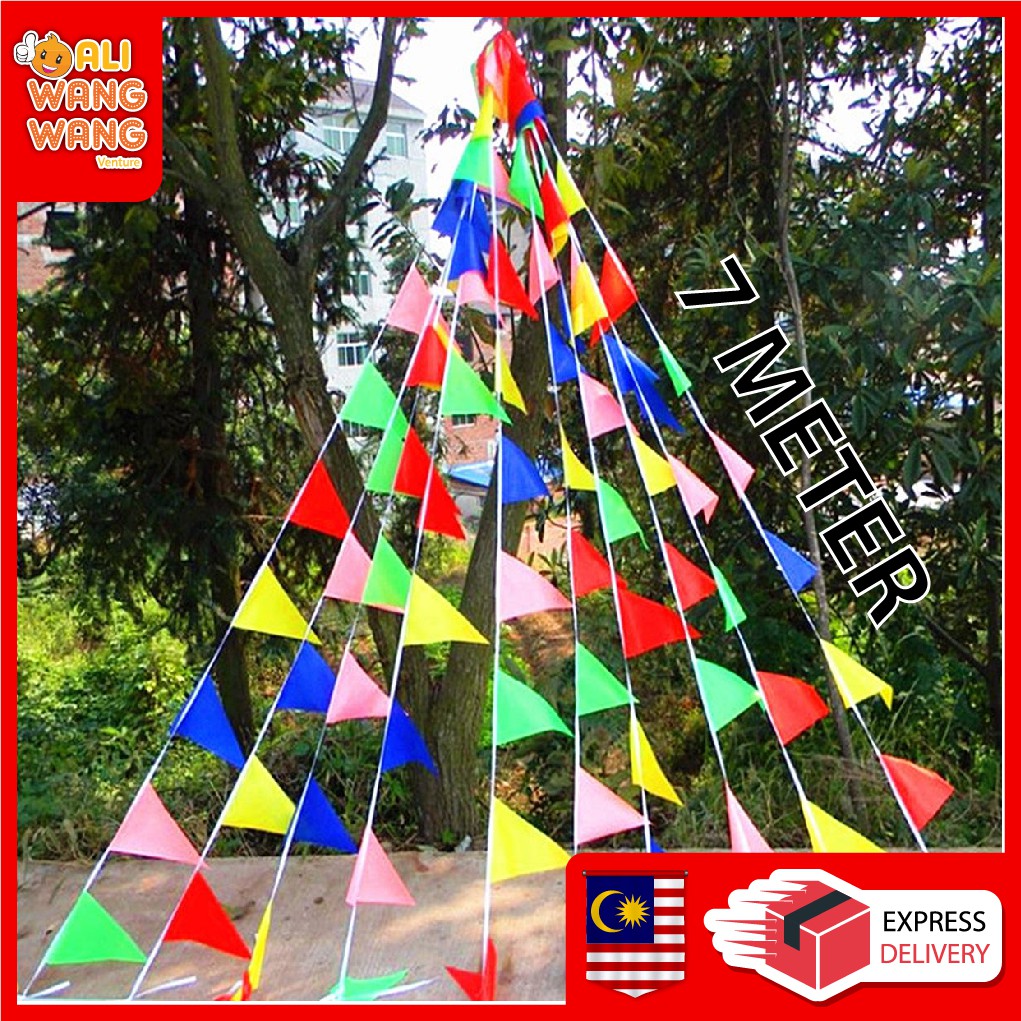 Triangle Flag Pennant Banting Colourfull 7Meter /100 METER / Bendera ...