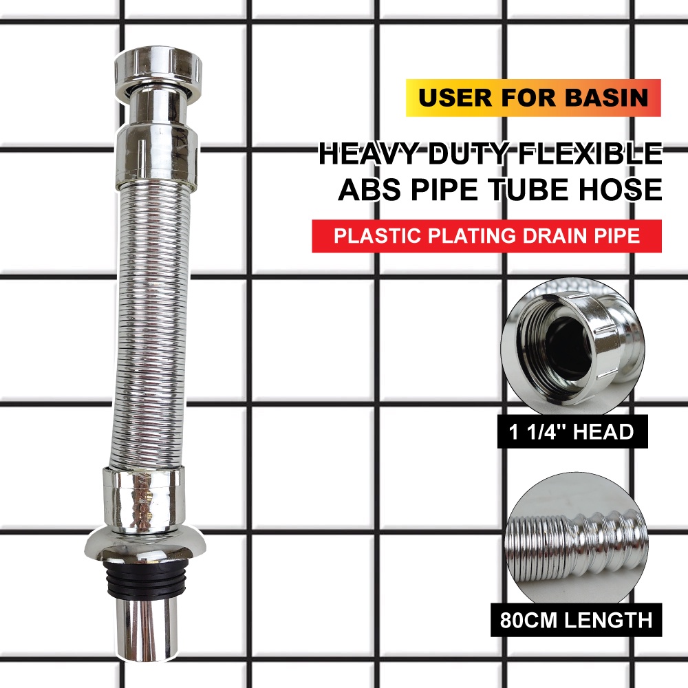 Heavy Duty Flexible ABS Pipe Tube Hose Unitrap Outlet Sink Drain Waste 1-1/4"(32mm) 1-1/2"(40mm ...