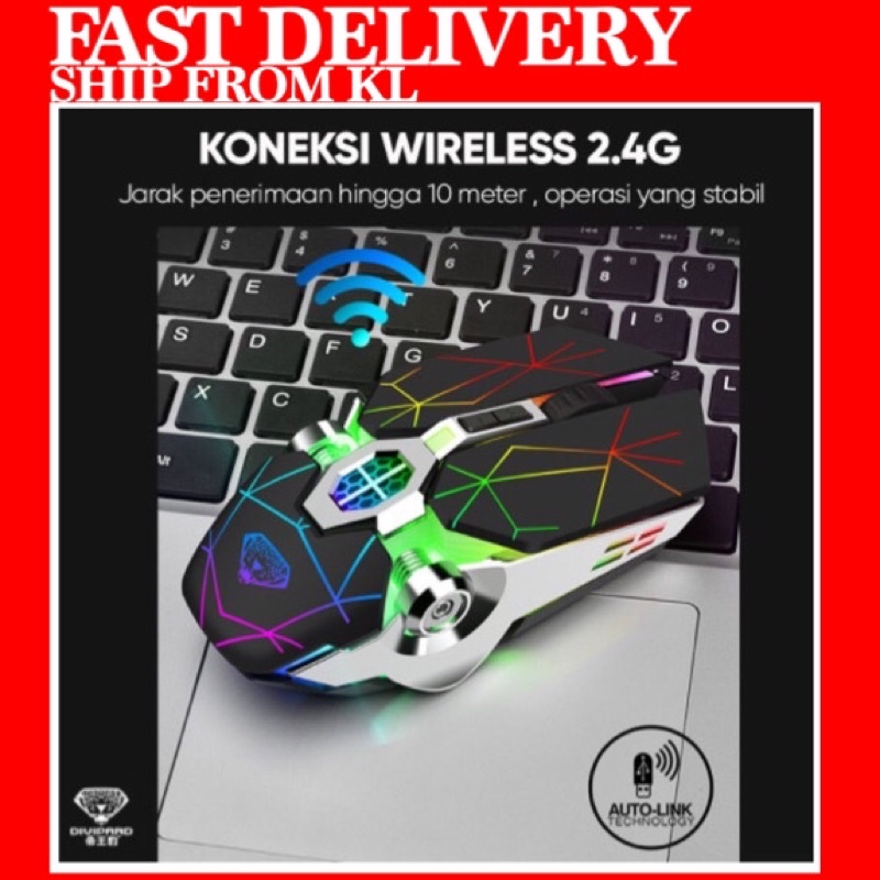 Divipard Q7 Wireless Mouse Mechanical Gaming RGB Mouse Charging 4000 ...