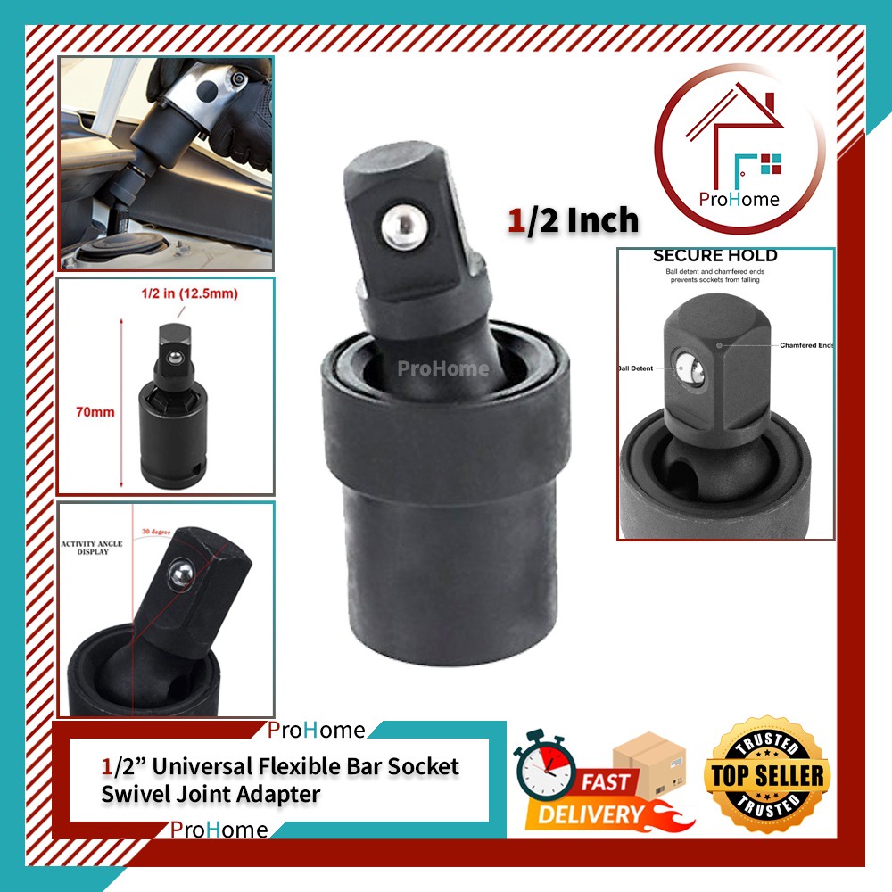 1/2” Universal Flexible Bar Socket Swivel Joint Adapter/ Extension Bar ...