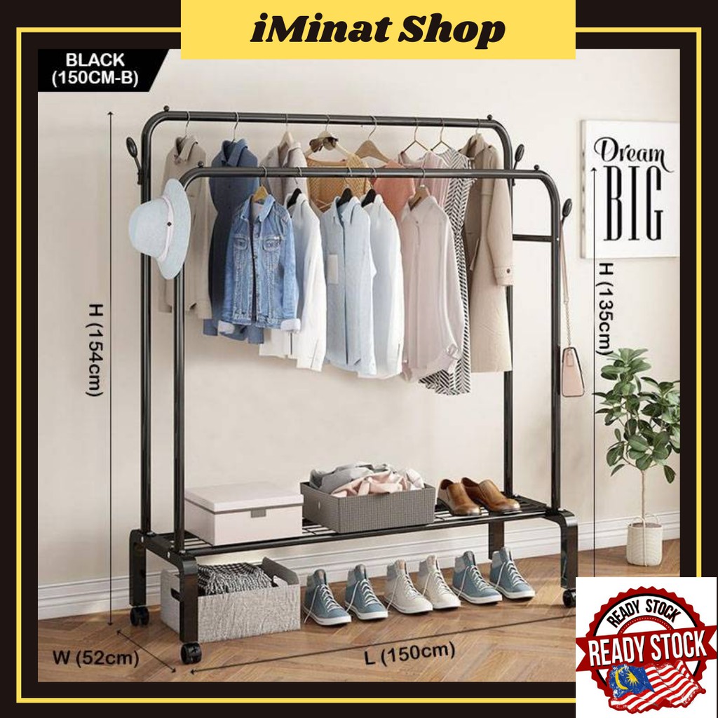 🇲🇾iMinat🇲🇾 Rak Pengantung Baju Sidai Baju Strong Steel Structure ...