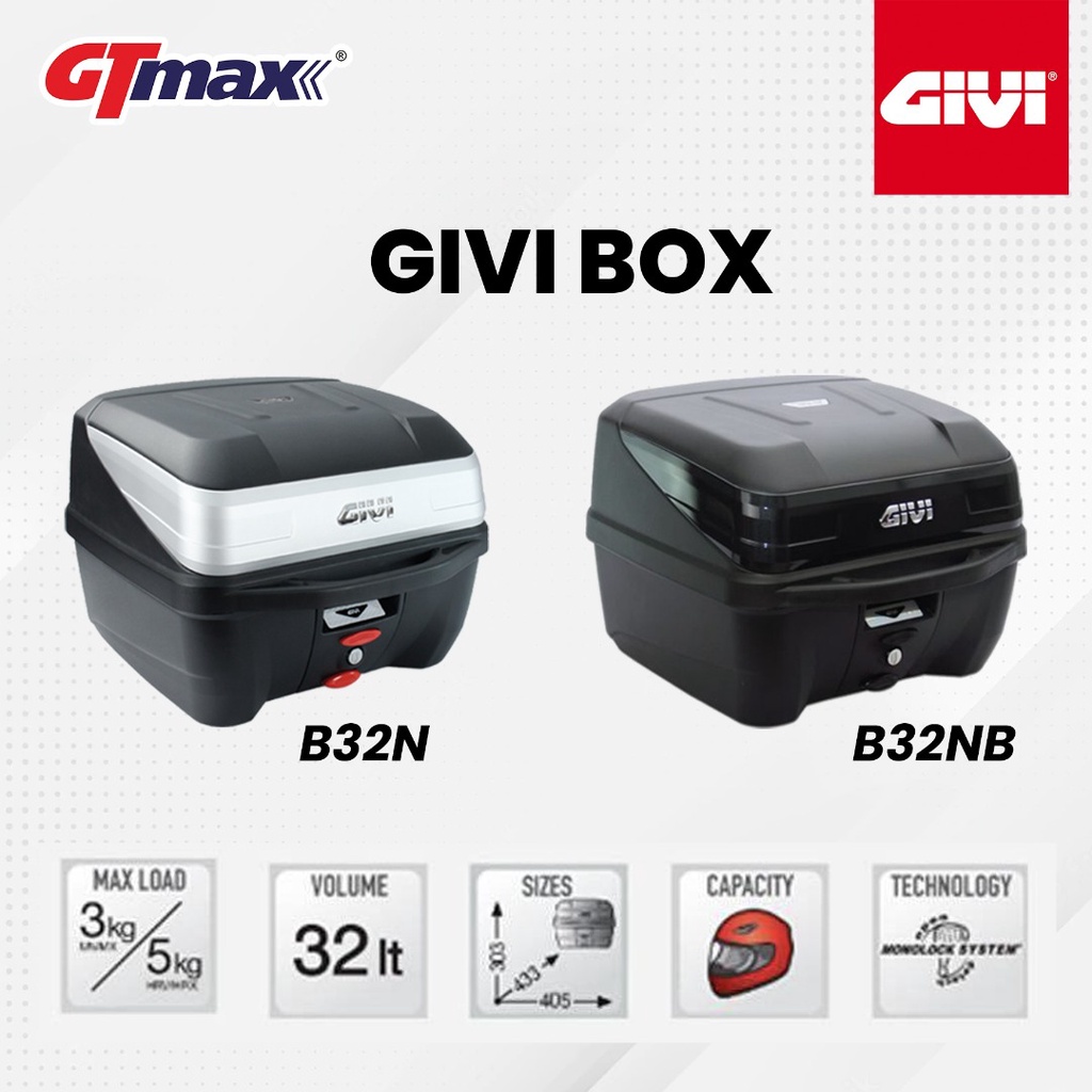 [BASE PLATE INCLUDED] KOTAK/BOX GIVI MONOLOCK TOP CASE BOLD B32 B32N B32NB BLACK REFLECTOR ...