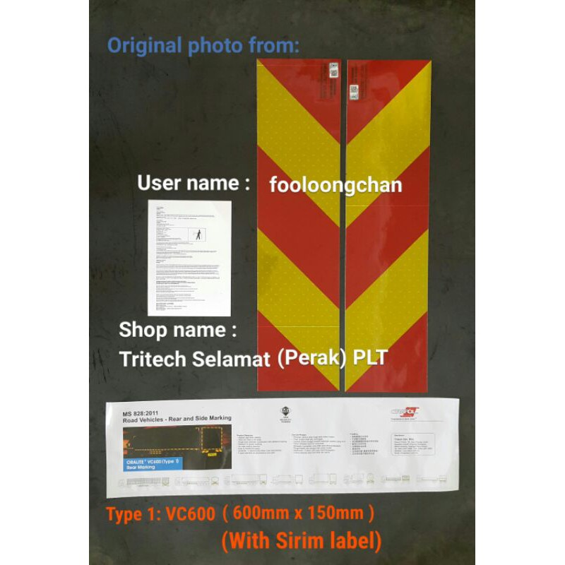 Lorry Reflective Sticker MS828:2011 Oralite VC600 Sheeting 100%Original ...