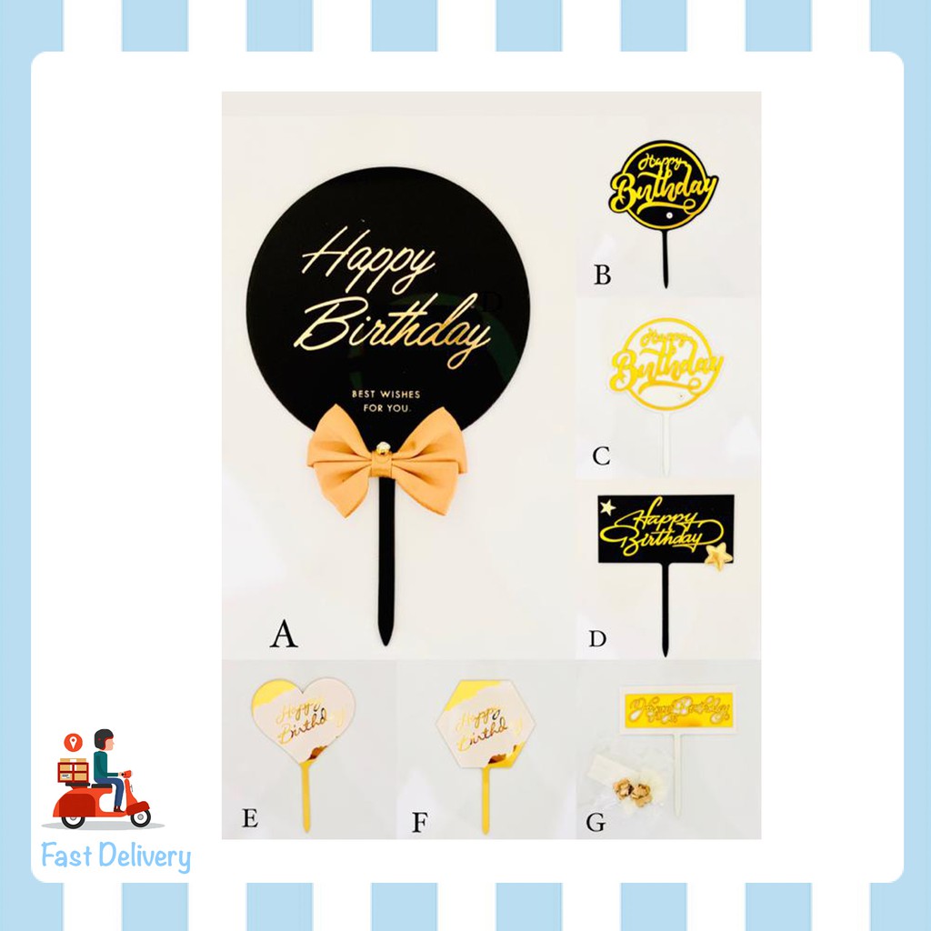 HAPPY BIRTHDAY STICK/ TAG/ CAKE TOPPER (REUSABLE/ FOR PARTY) | Shopee ...