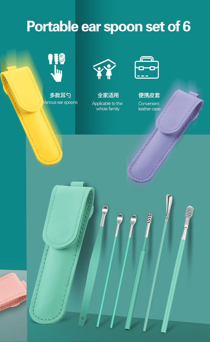 Portable Stainless Steel Ear Picking Ear Picking Tool Set 6-piece Ear ...