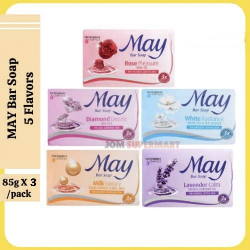MAY Bar Soap 5 Flavour [85g x 3s] | Shopee Malaysia