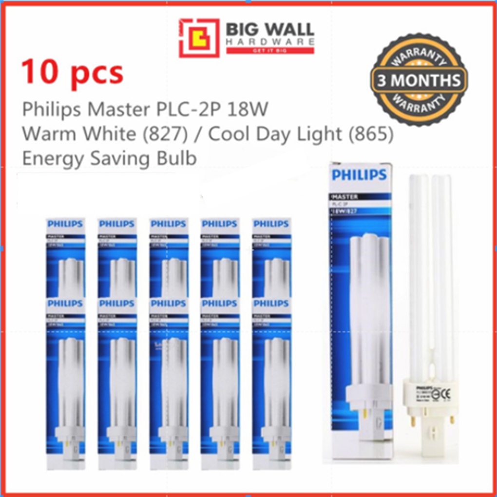 Philips Master 10pcs PLC-2P Tube Bulb 18W Warm White (827) 2700k/CDL ...