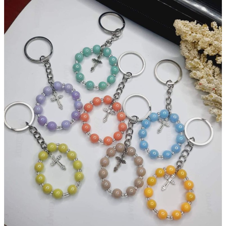 Round Mini Rosary keychain giveaways/souviner/baptismal | Shopee Malaysia