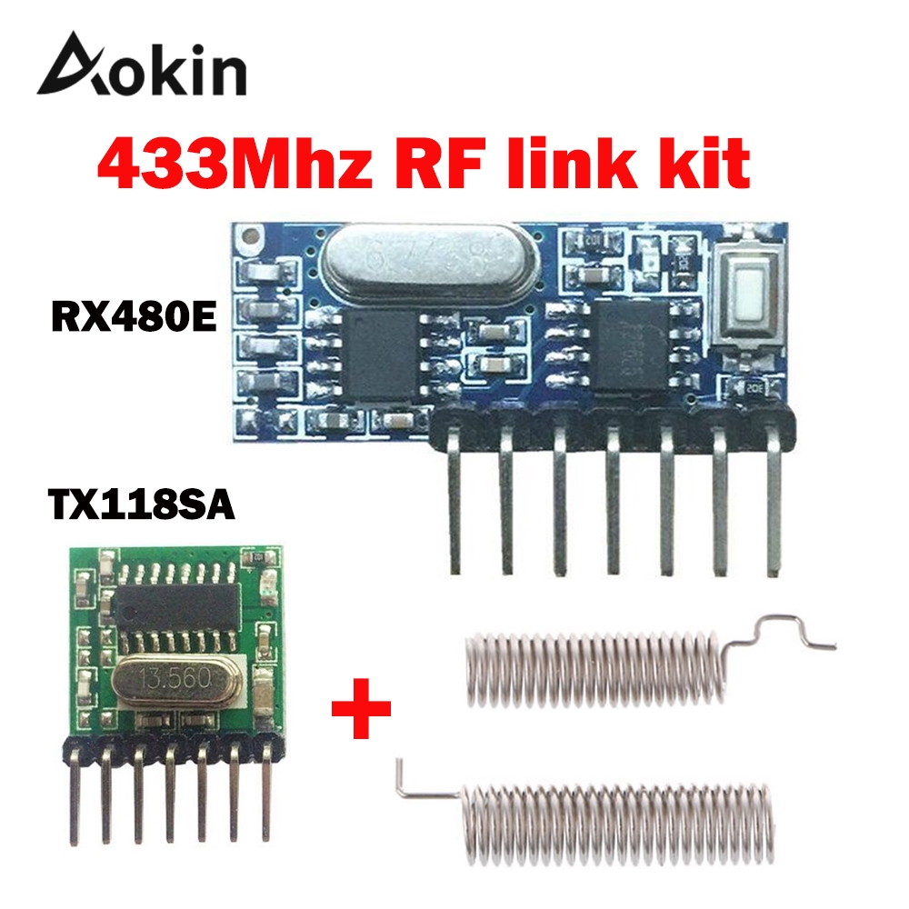 RF 433 Mhz Wireless Receiver Module RX480E Transmitter Receiver Learning Code 1527 4Ch Antenna ...