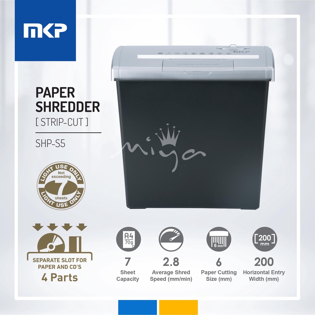 MKP Paper Shredder / Paper Cutting Machine Straight Cut SHP-S5 (7 ...