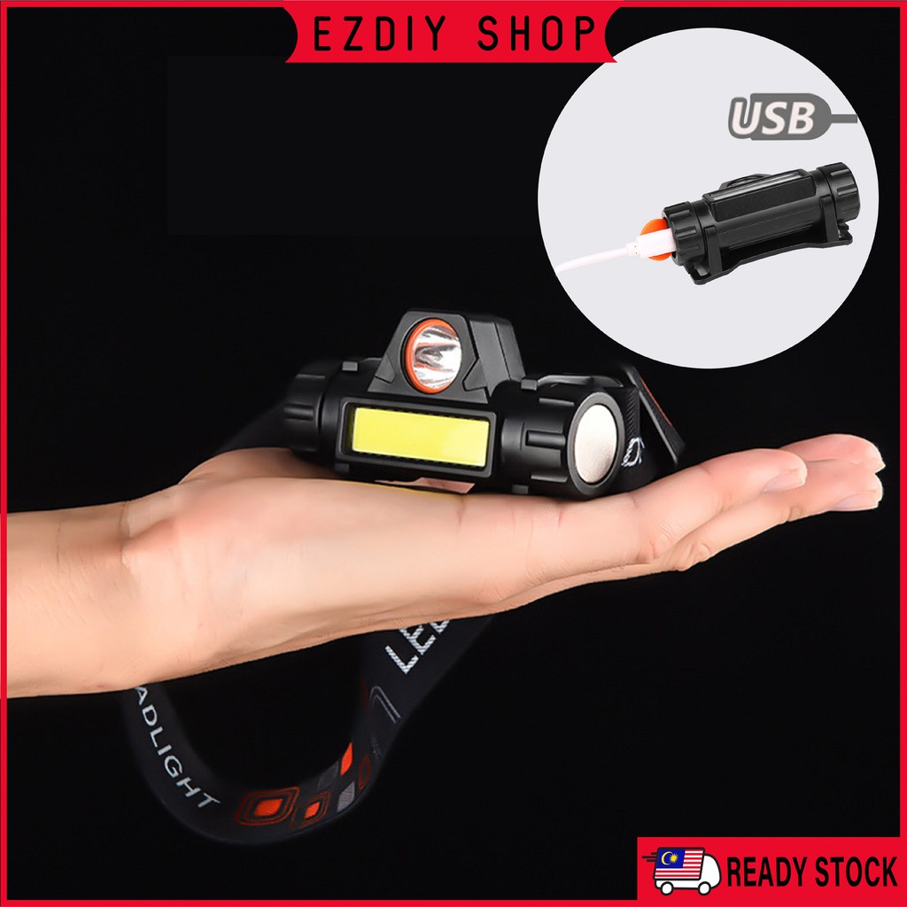 Multifunctional Waterproof Powerful LED Mini Headlamp XPE + COB USB ...
