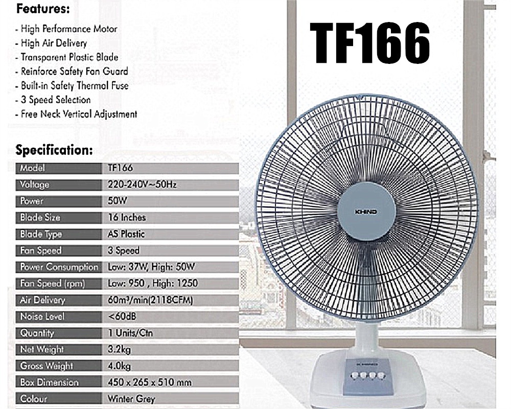 KHIND 16 INCH TABLE FAN TF1660TH / TF166 | Shopee Malaysia