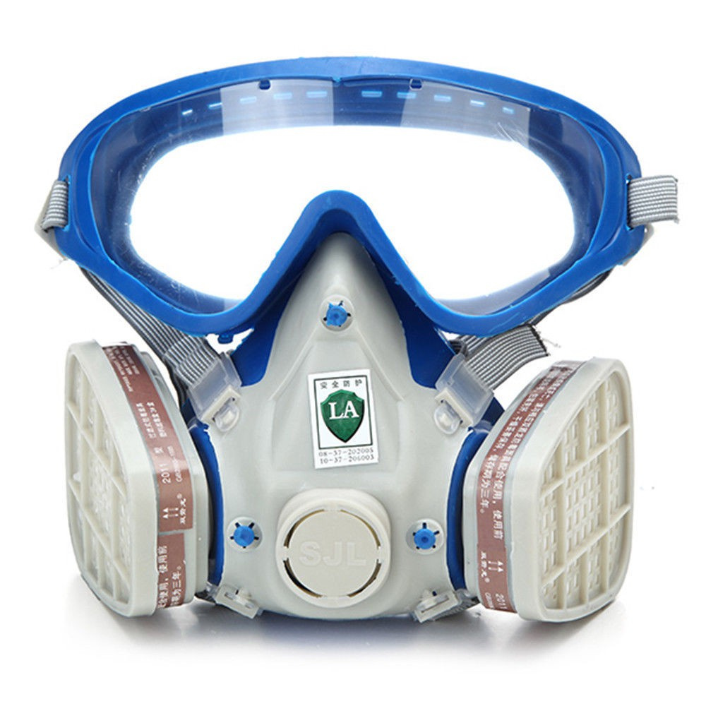 Full Face Respirator Mask Double Filter Air Breathing Chemical Gas ...