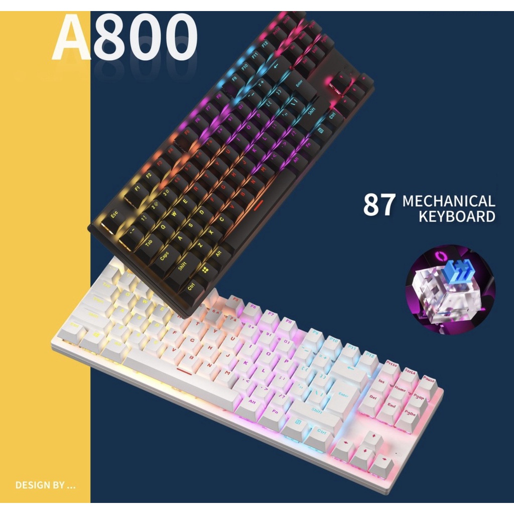 Gaming A800 Mechanical Keyboard - Black - Led RBG (Red Led, Blue ...