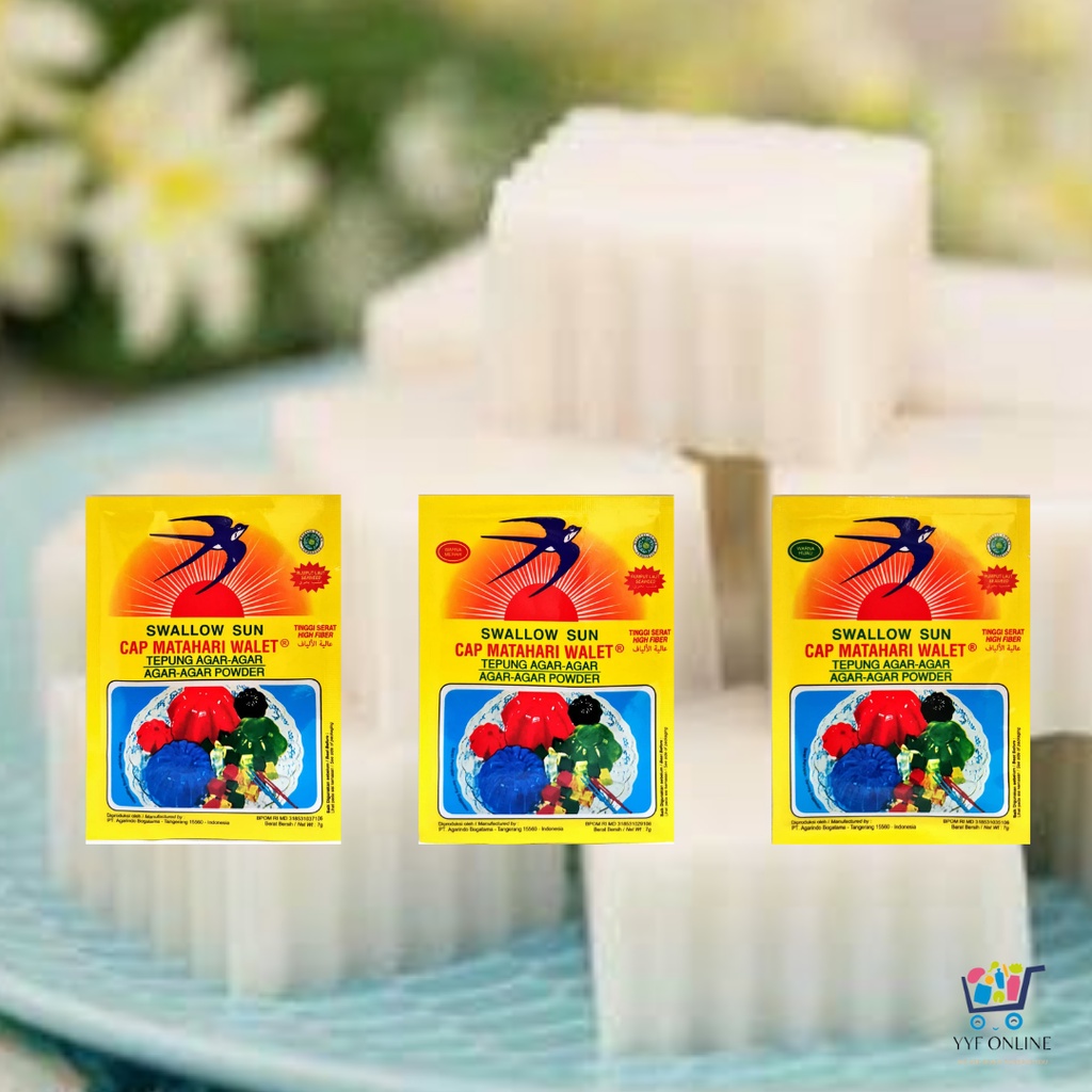 Tepung Agar-Agar Cap Matahari Walet Swallow Sun Agar-Agar Powder (7g ...